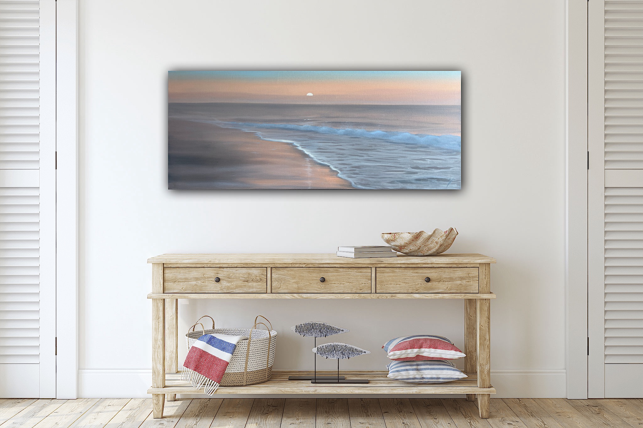 Unfolding - Original Sunrise Painting by Eva Volf, oil on canvas 40x16 ...