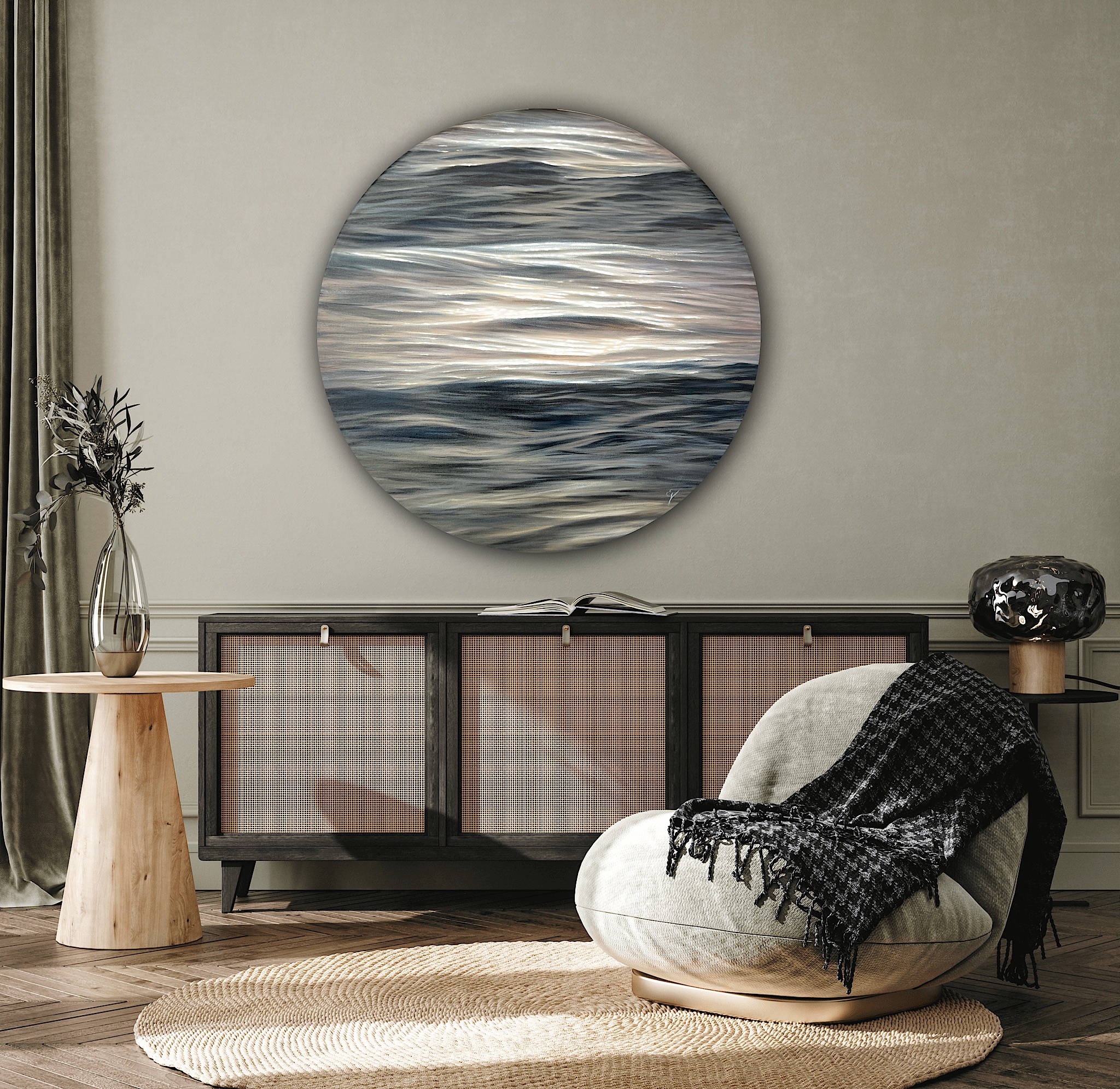 Madre Perla - Ocean Sunset Painting, oil on 46" canvas (2024 ...